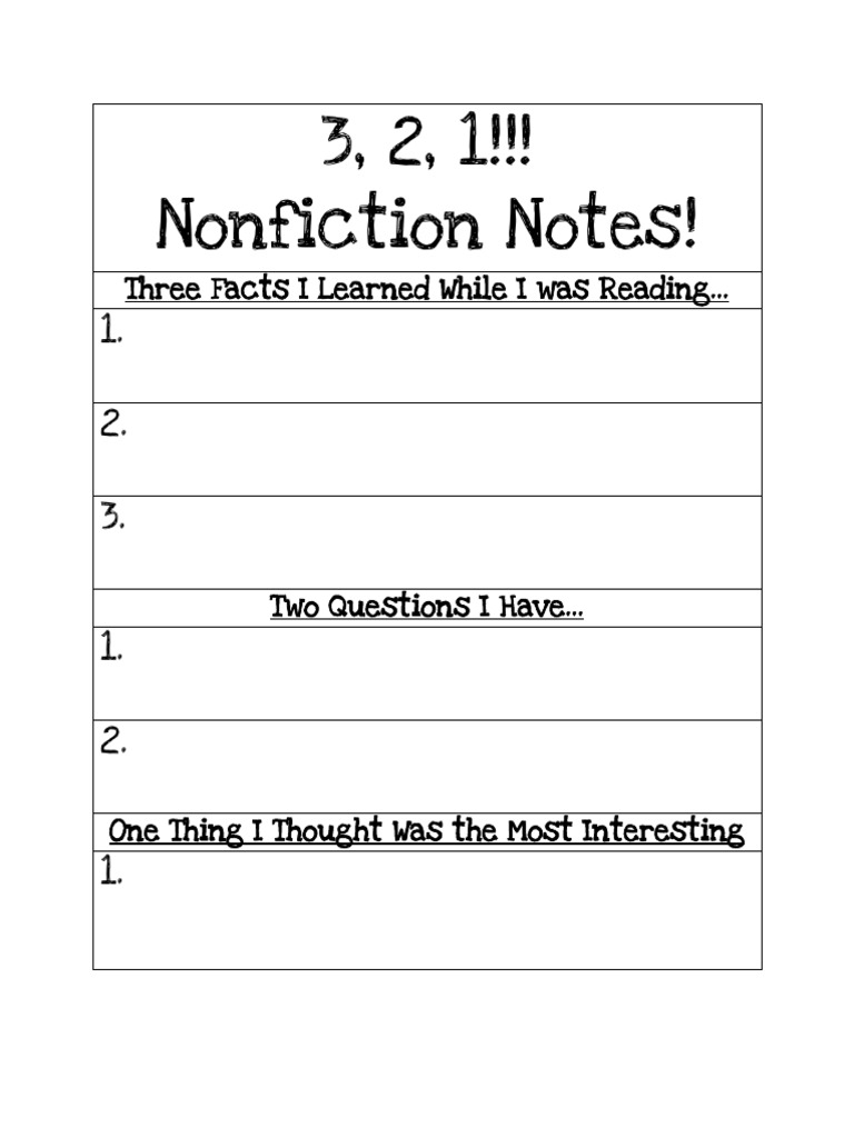 321 Nonfiction Graphic Organizer | PDF