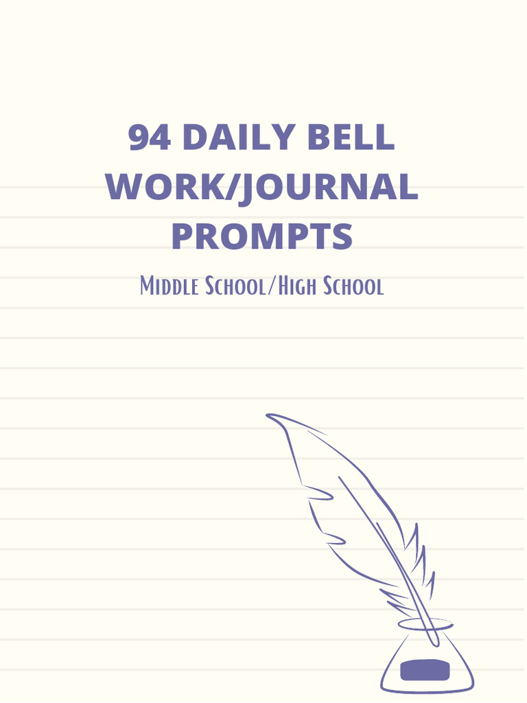 94 Daily Bell Work/Journal Prompts: Middle School/High School | PDF