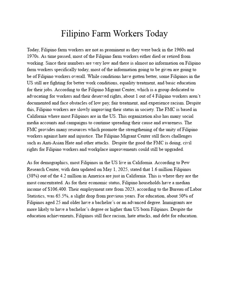 Filipino Farm Workers Today | PDF