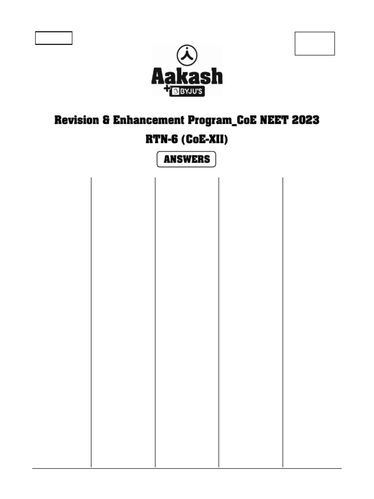 RTN 06 - CoE XII - NEET 2023 - (16 10 2022) - Solutions | PDF | Primer (Molecular Biology ...