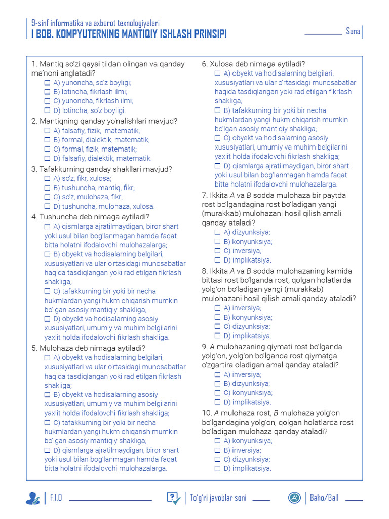 Informatika Test 9 | PDF