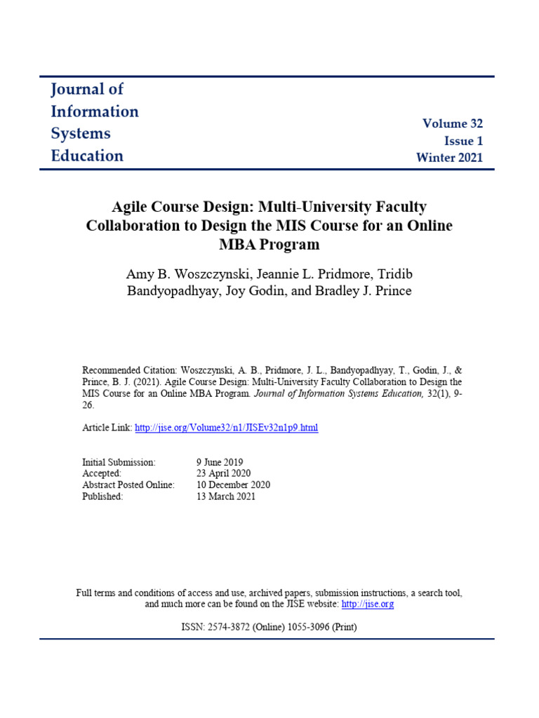Agile Course Design Multi University Fac | PDF | Agile Software Development | Master Of Business ...