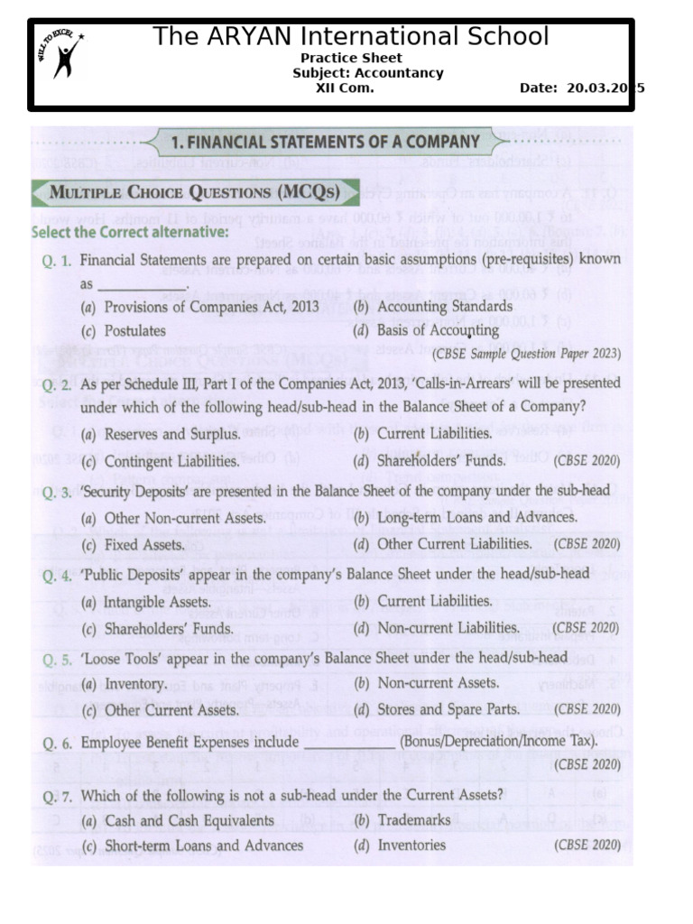 MCQ Sheet - Fa - 20.03.2025 | PDF