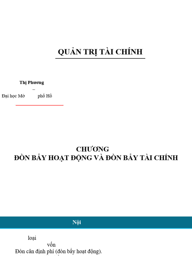 QTTC. Chuong 8. Don Bay Hoat Dong Va Don Bay Tai Chinh | PDF