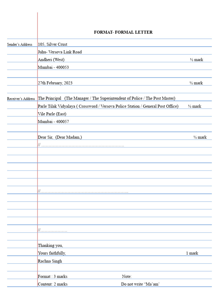 Formal Letter Format | PDF