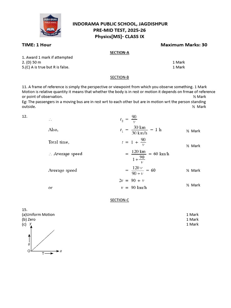 Phy MS Pre Mid 9 | PDF