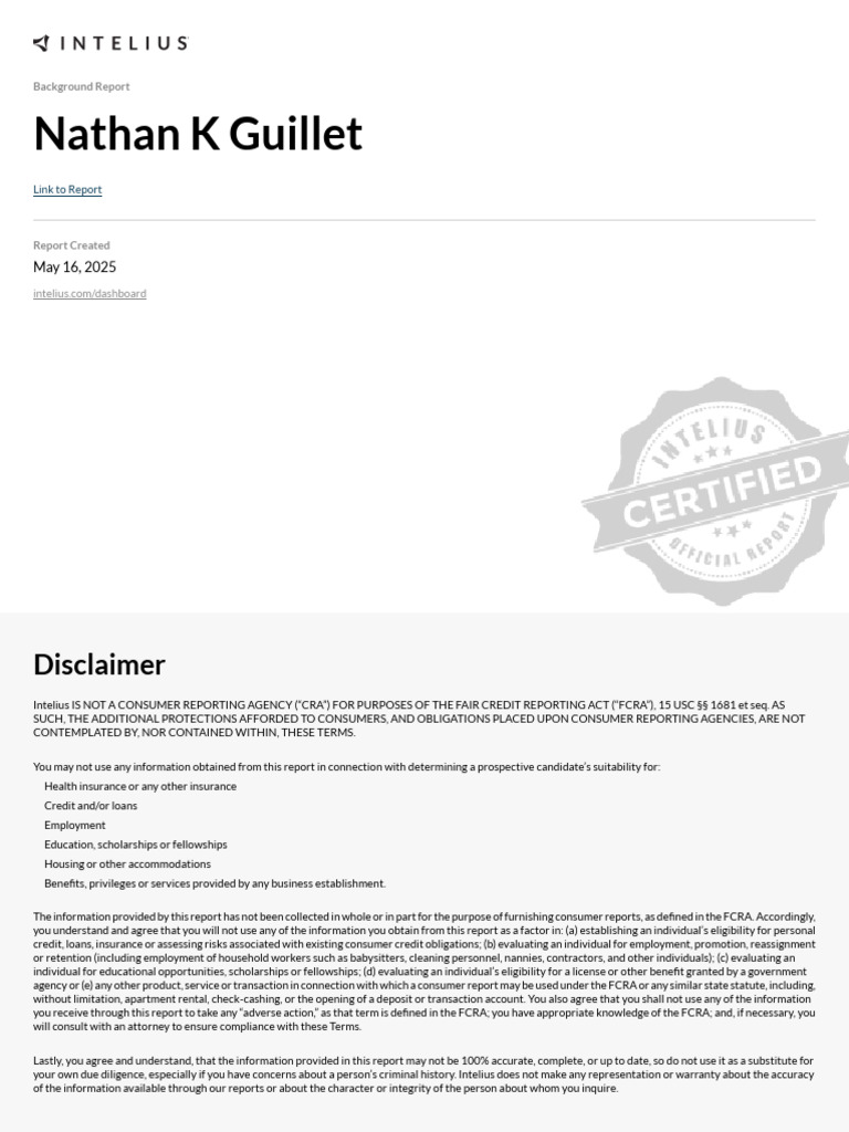 Truthfinder Report | PDF | Plea | Crimes