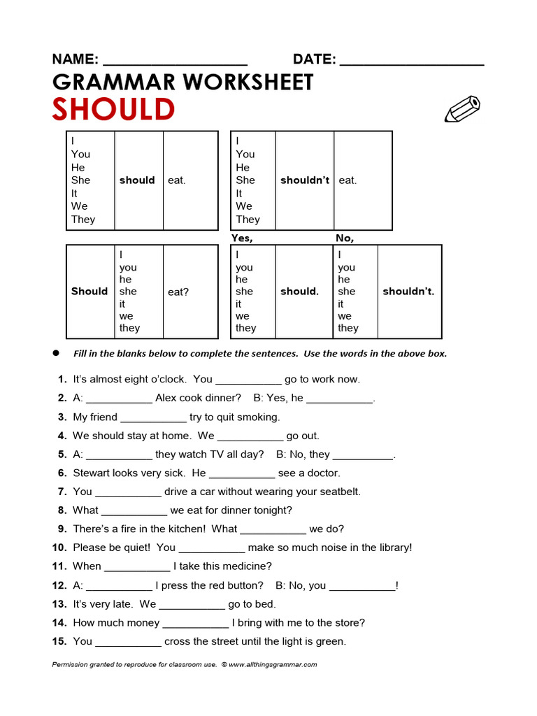 Should Worksheet | PDF