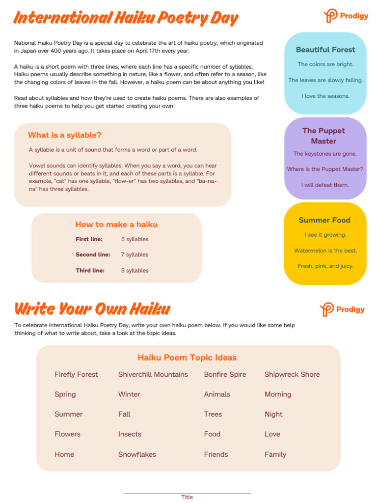 Celebrating Haiku Poetry Day | PDF | Poetry | Haiku