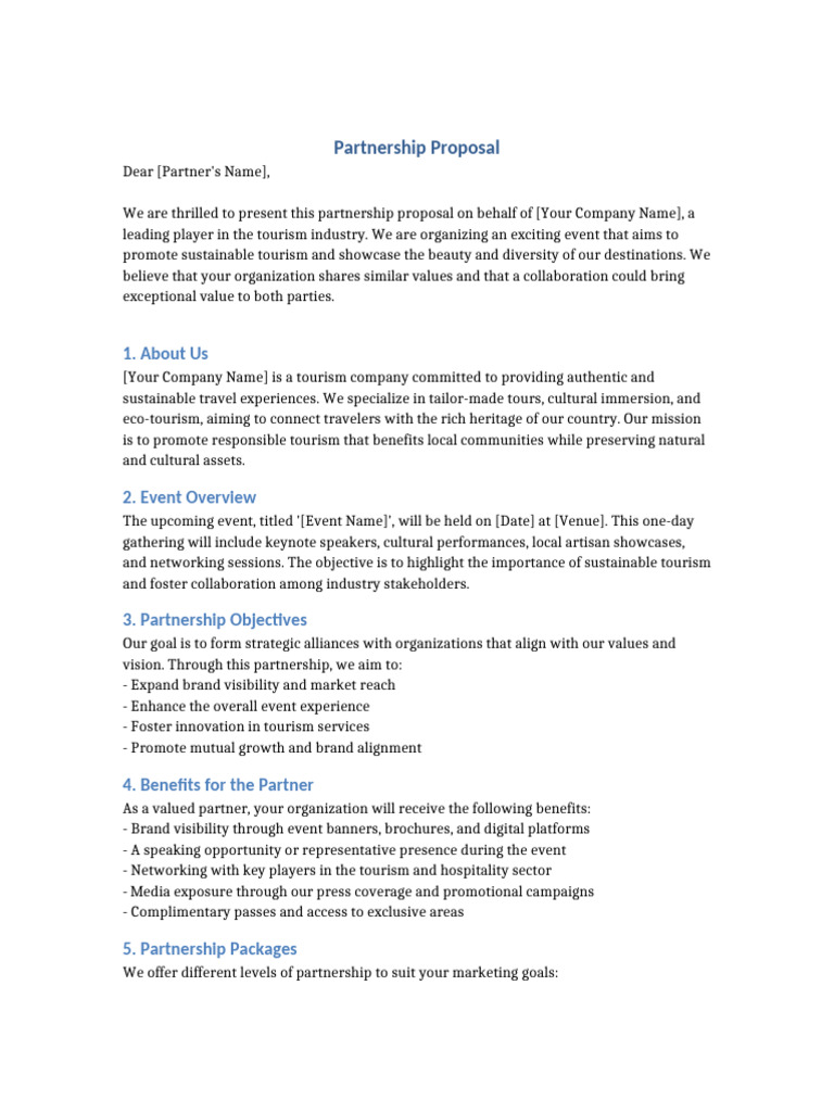 Tourism Event Partnership Proposal | PDF | Tourism | Business