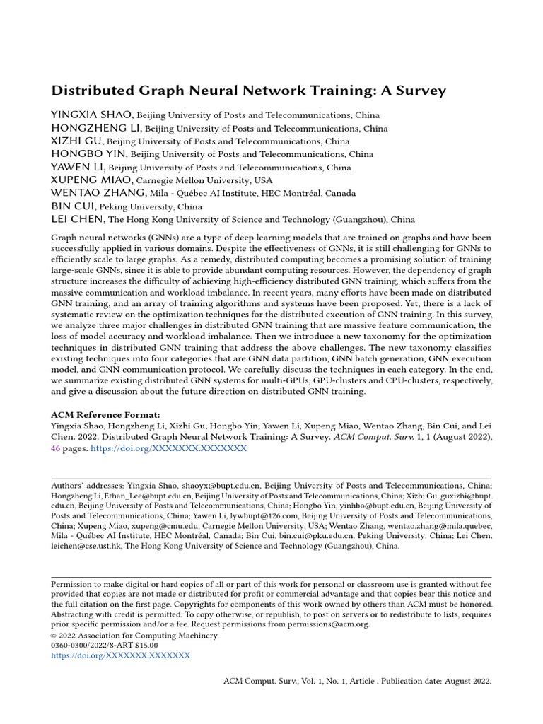Distributed Graph Neural Network Training: A Survey | PDF | Vertex (Graph Theory) | Deep Learning