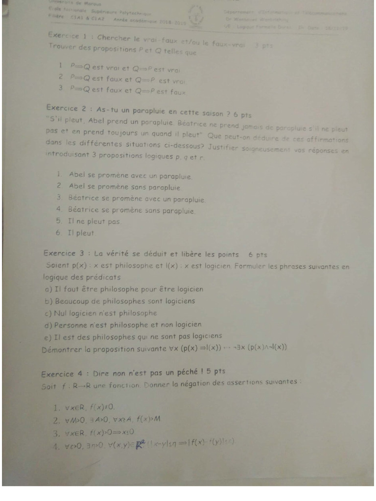 Contrôle Continu 2019 | PDF