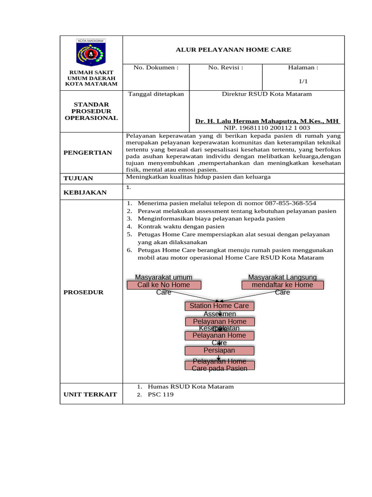 Alur Pelayanan Home Care RSUD Mataram | PDF