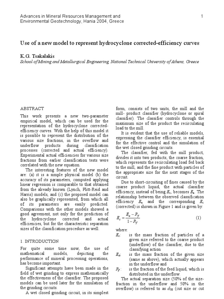New Model for Hydrocyclone Efficiency | PDF | Regression Analysis ...