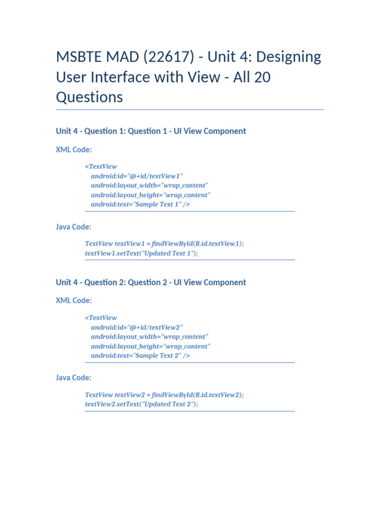 MSBTE MAD Unit 4 Questions Full | PDF | Software | Computing