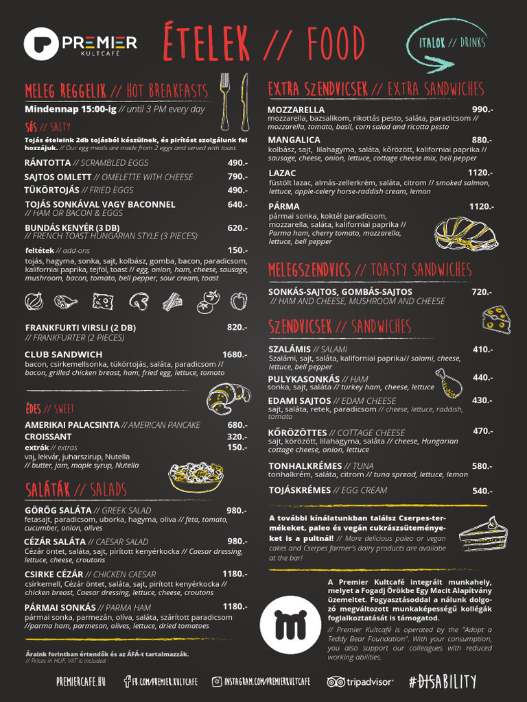 Etlap Itallap Premier Kultcafe | PDF