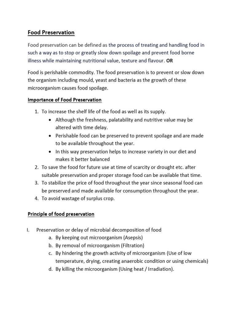 Principles of Food Preservation Methods | PDF | Food Preservation ...