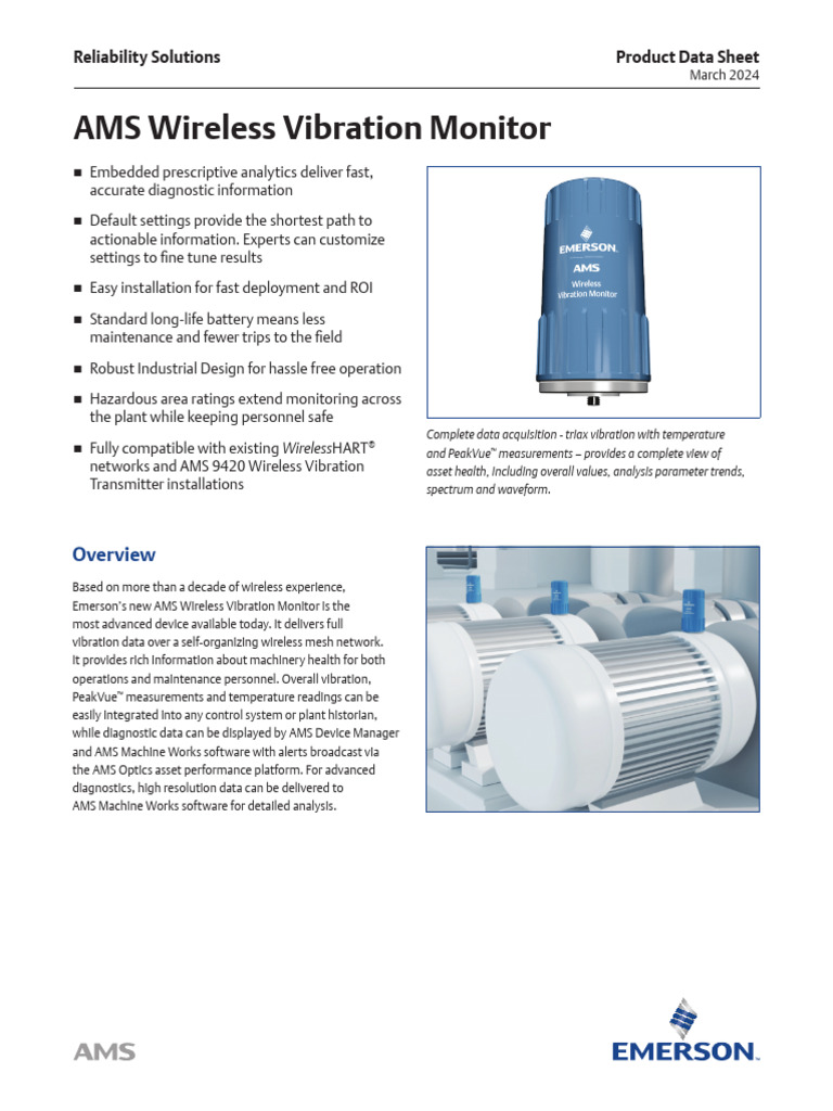 EMERSON Product Datasheet - AMS Wireless Vibration Monitor-7030352 ...
