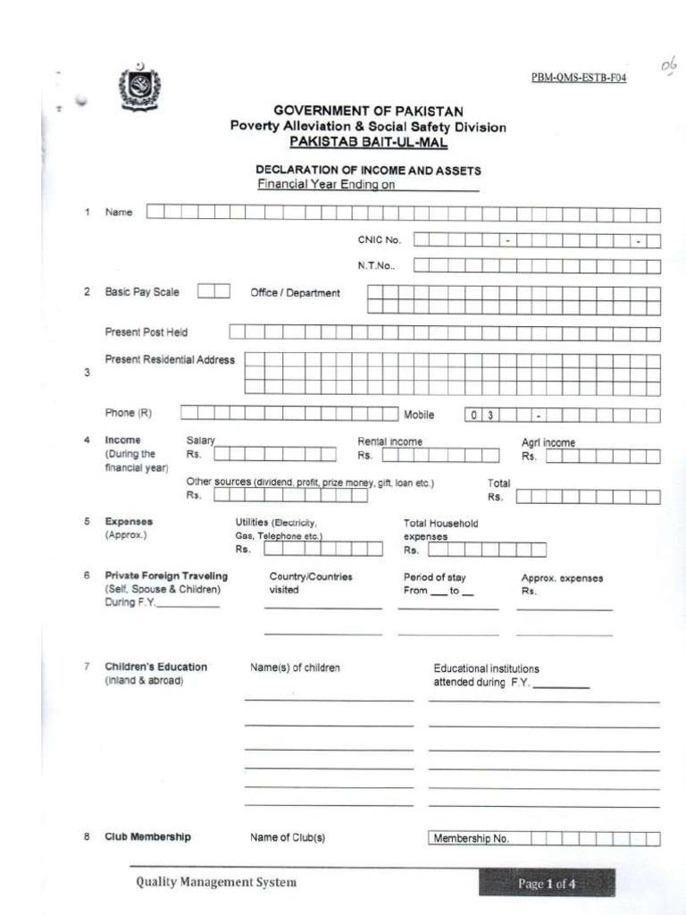 Income Asset Form | PDF