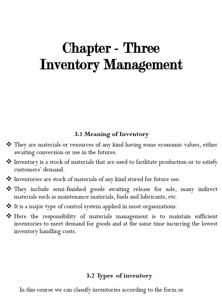 Inventory Management: Types and Costs | PDF | Inventory | Lean ...