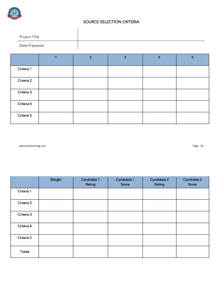 Source Selection Criteria | PDF