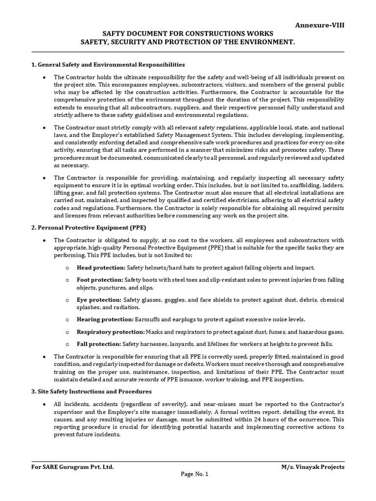 Construction Safety and Environmental Guidelines | PDF | Personal ...