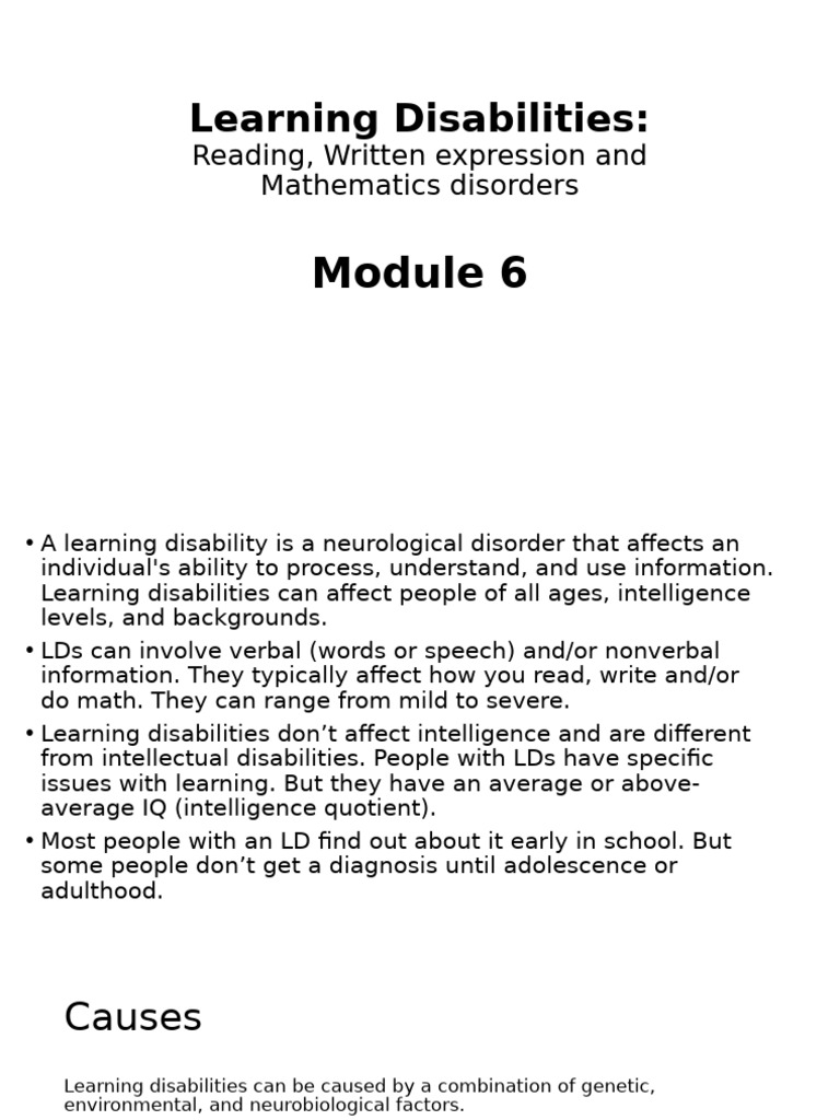 Understanding Learning Disabilities: Types & Causes | PDF | Learning ...
