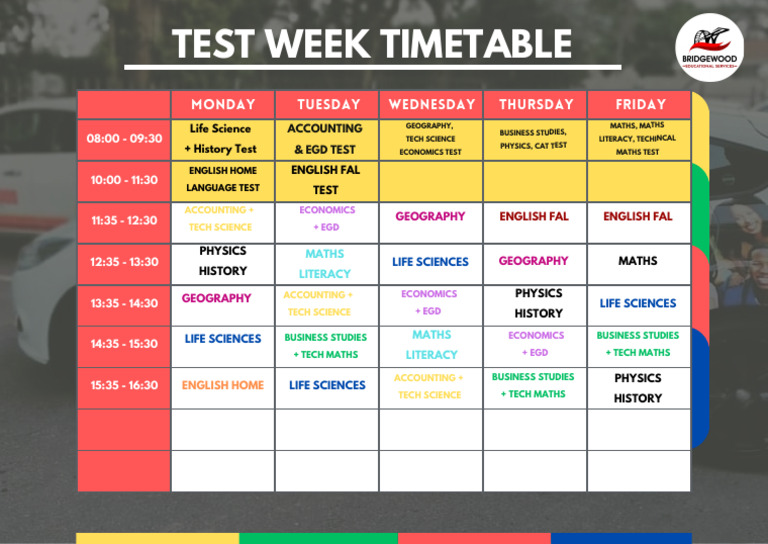Test Week Timetable | PDF