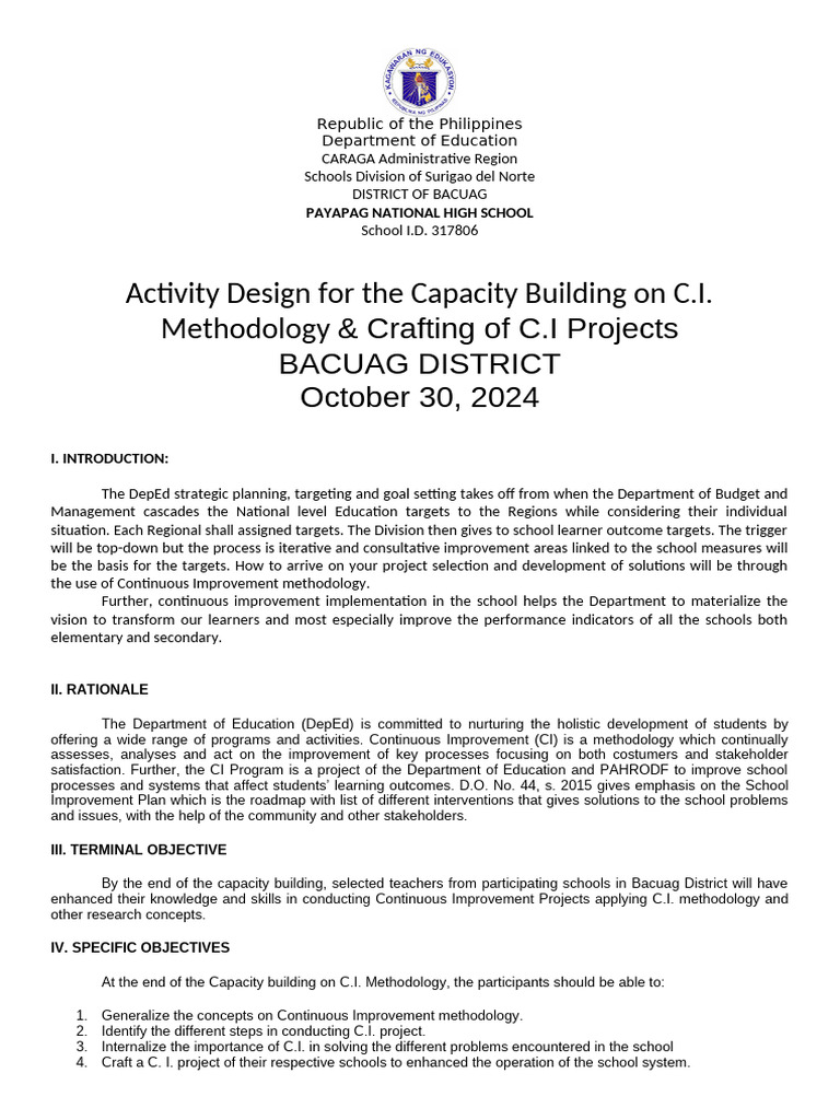 Activity-Design-for-the-District-Capacity Building On C.I. October 30,2024 | PDF | Capacity ...