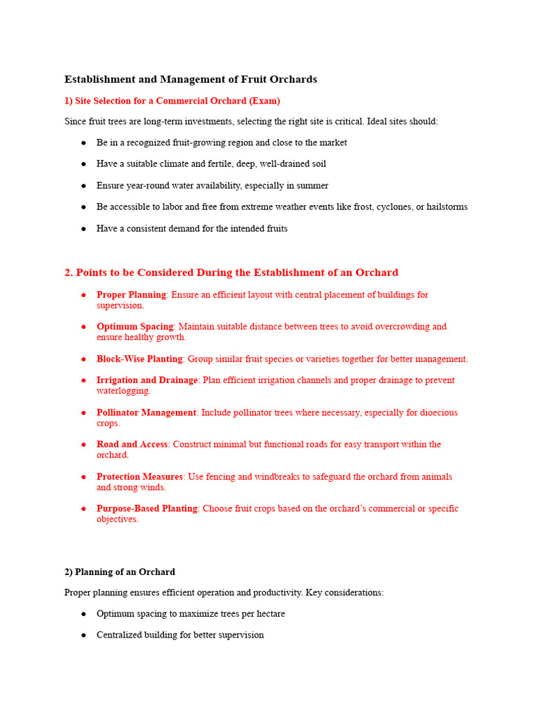 Establishing Fruit Orchards: Key Guidelines | PDF | Mulch | Soil