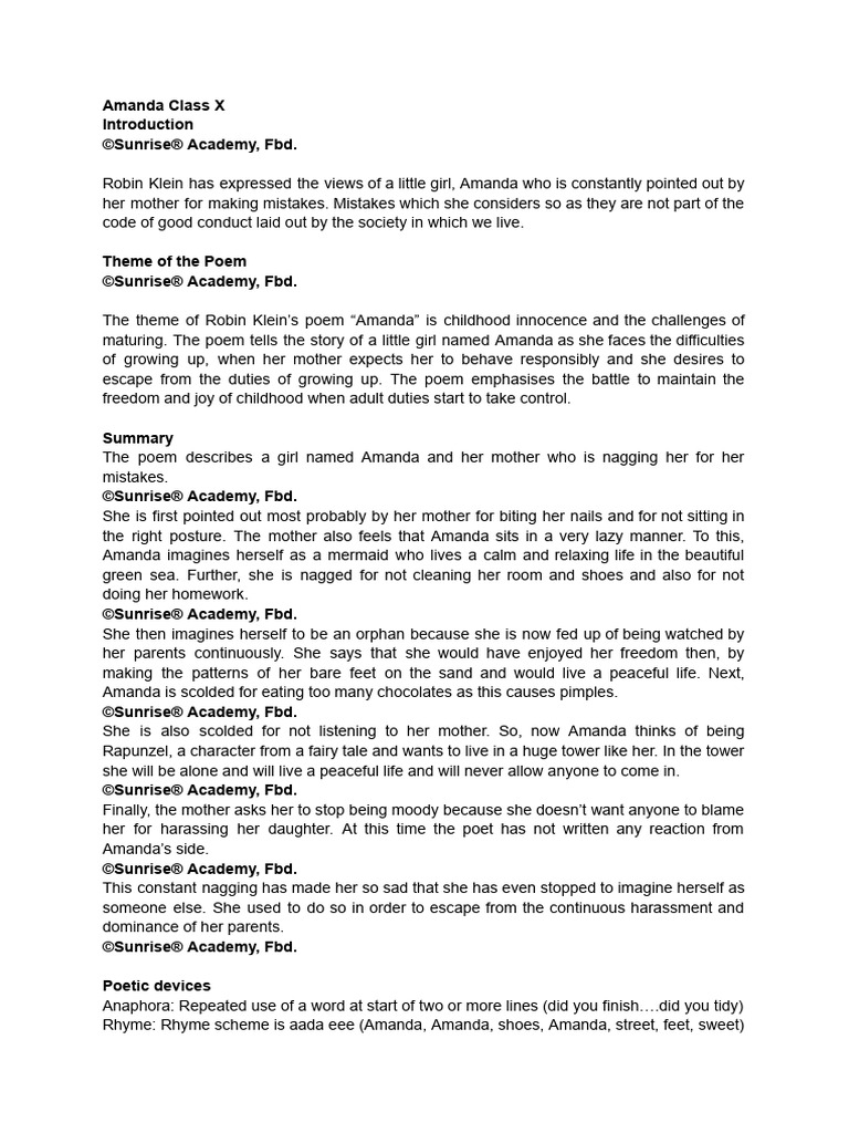 10th Amanda QA, Summary, CI | PDF | Rhyme | Rapunzel