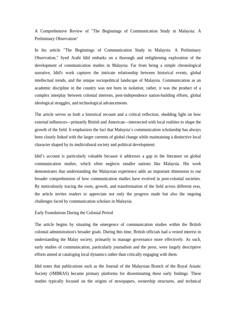 Communication Study Malaysia Review Updated | PDF | Malaysia ...