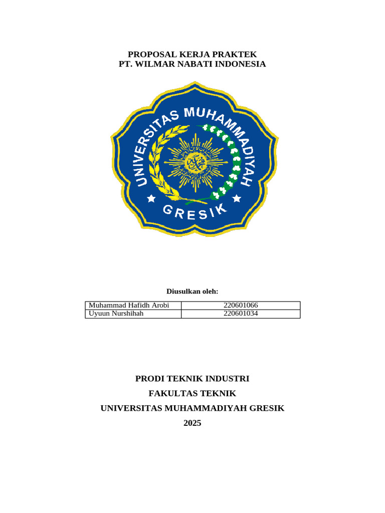 Proposal Kerja Praktek di PT Wilmar Nabati | PDF