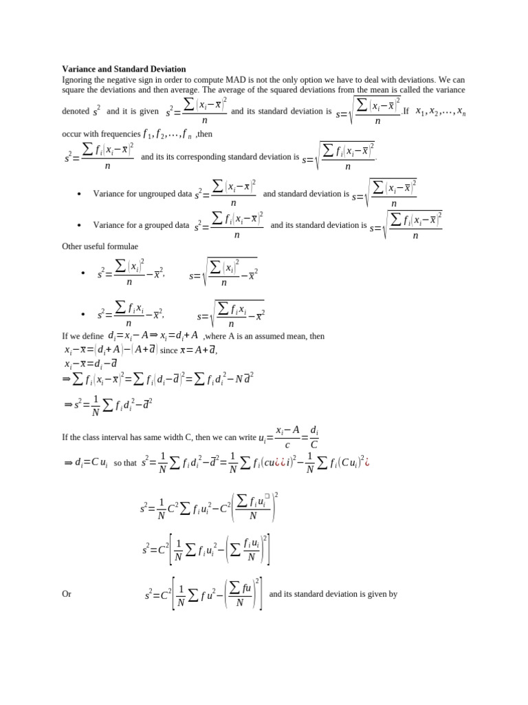 15.variance and Standard Deviation | PDF | Coefficient Of Variation ...