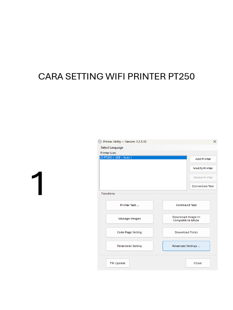 Setting Wifi Printer PT250 | PDF