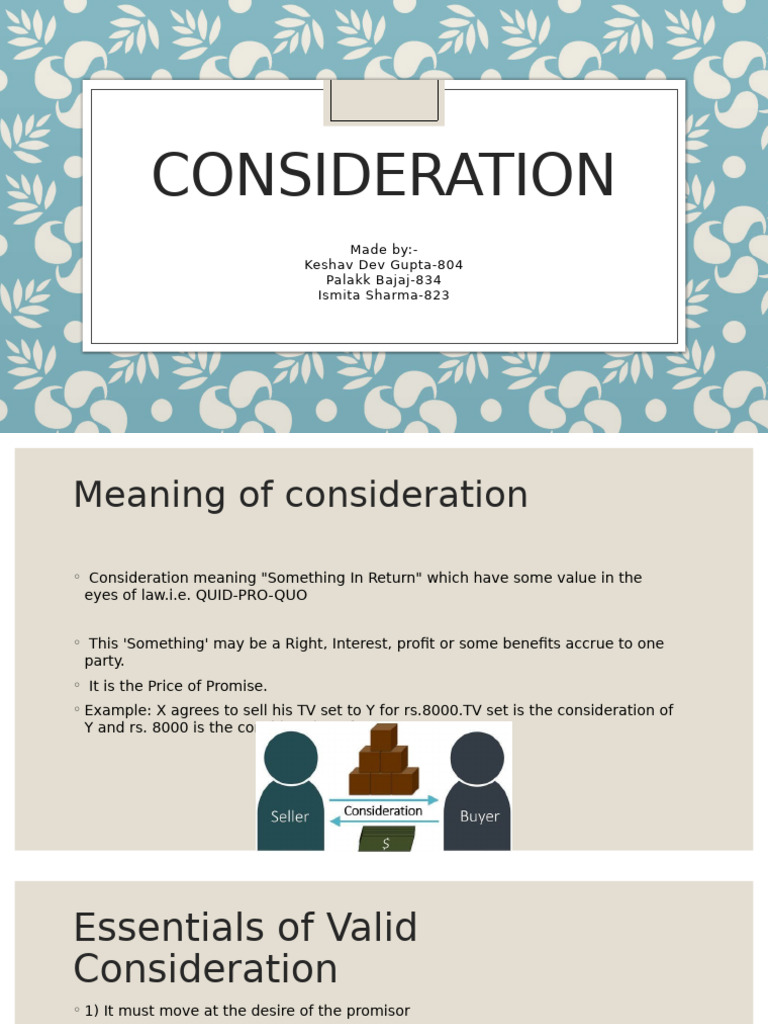 Understanding Consideration in Business Law | PDF | Consideration ...