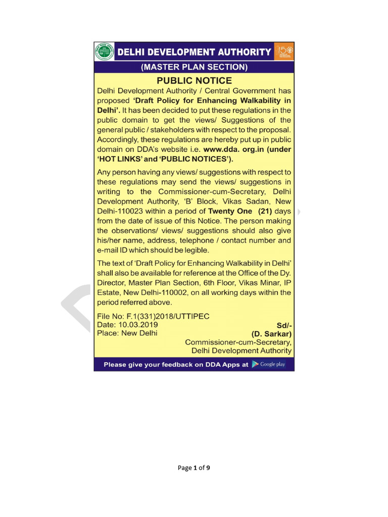 Draft Policy For Enhancing Walkability in Delhi (English) 11032019 ...