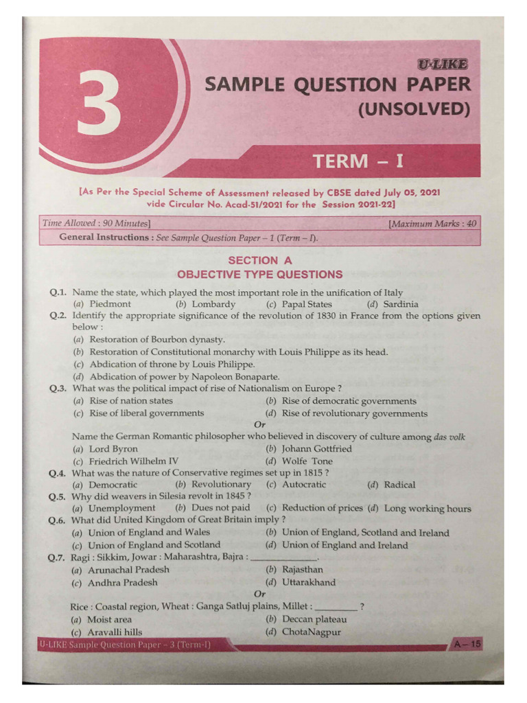 3 Revision Sample Paper 3 | PDF