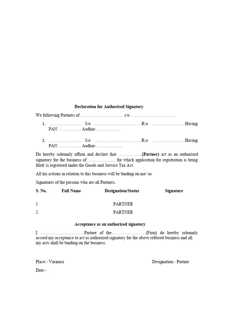 GST Registration Authorization Letter | PDF