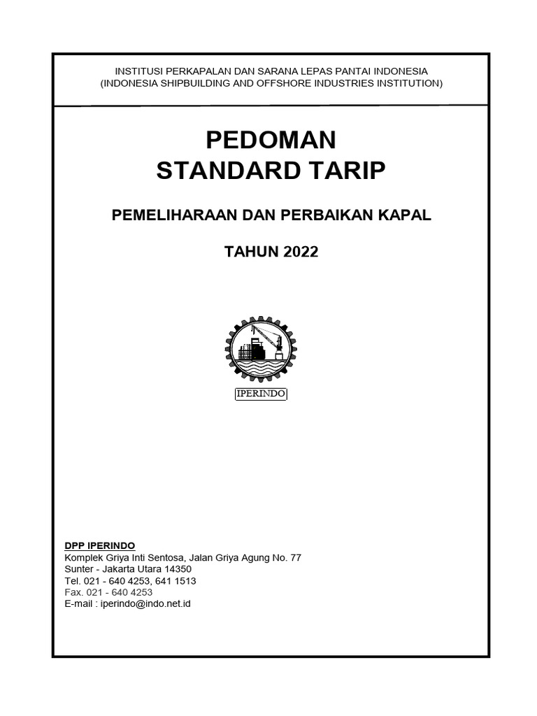 IPERINDO - Pedoman Standar Tarif Pemeliharaan & Perbaikan Kapal Tahun ...