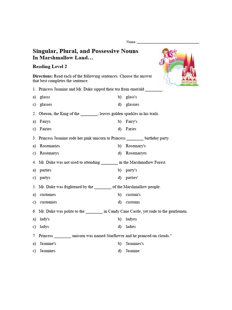HTTPS:WWW - Ereadingworksheets.com:free Grammar Worksheets:singular ...