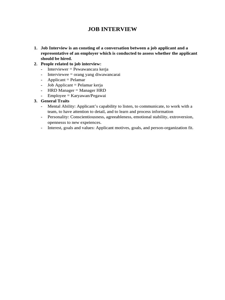 Job Interview | PDF