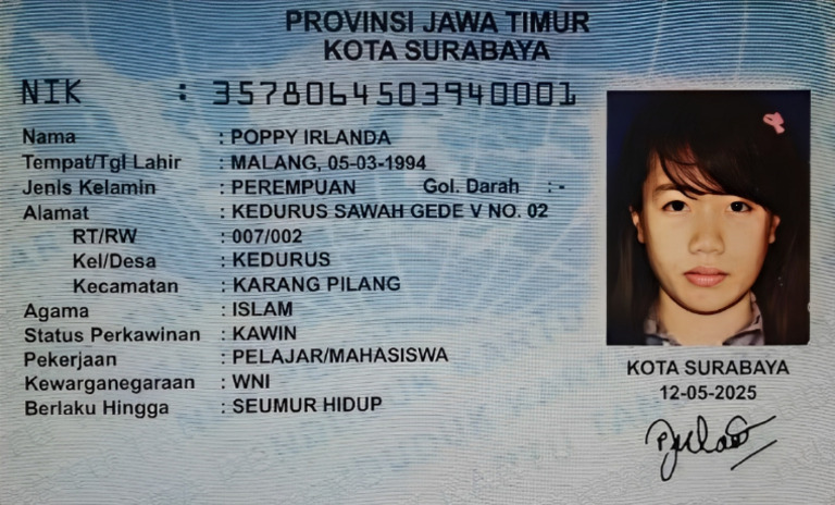 KTP - Digital - Poppy Irlanda - Sby202509171775351 | PDF