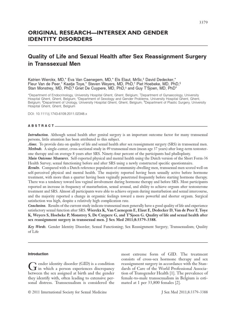 Journal of Sexual Medicine - 2011 - Wierckx - Quality of Life and ...