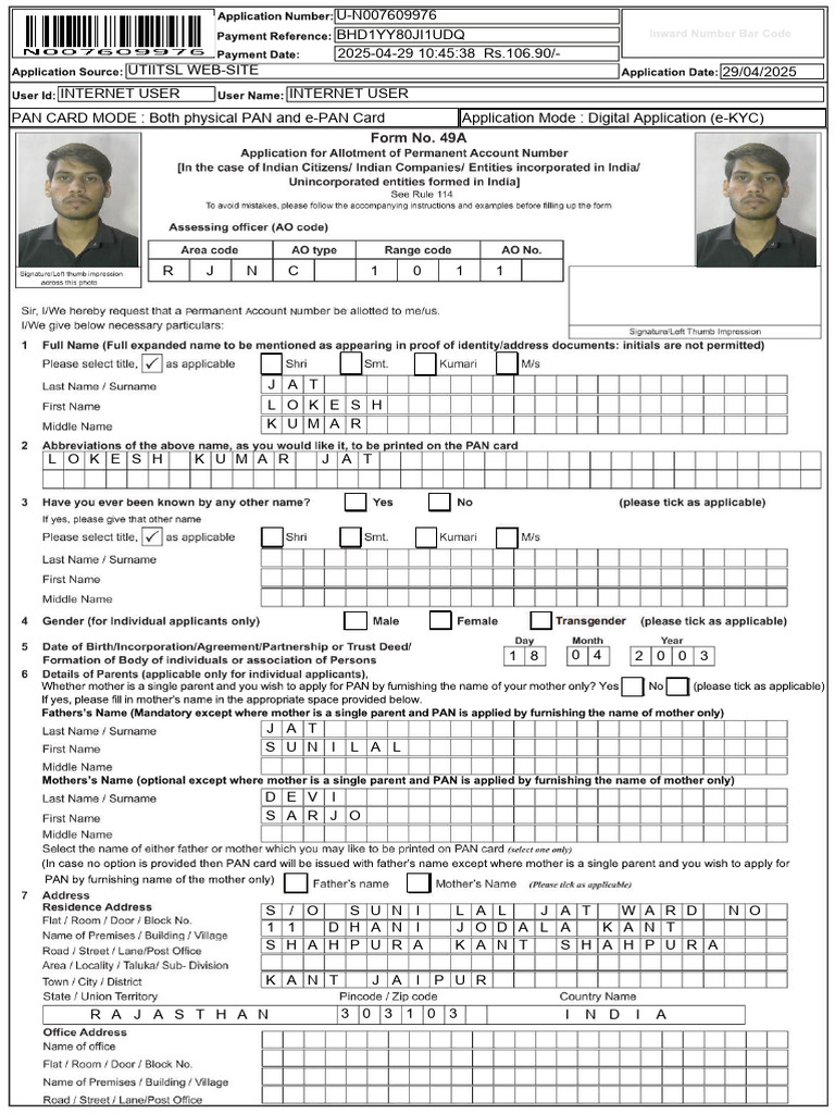 PAN Application e-KYC Details | PDF | Applications Of Cryptography ...