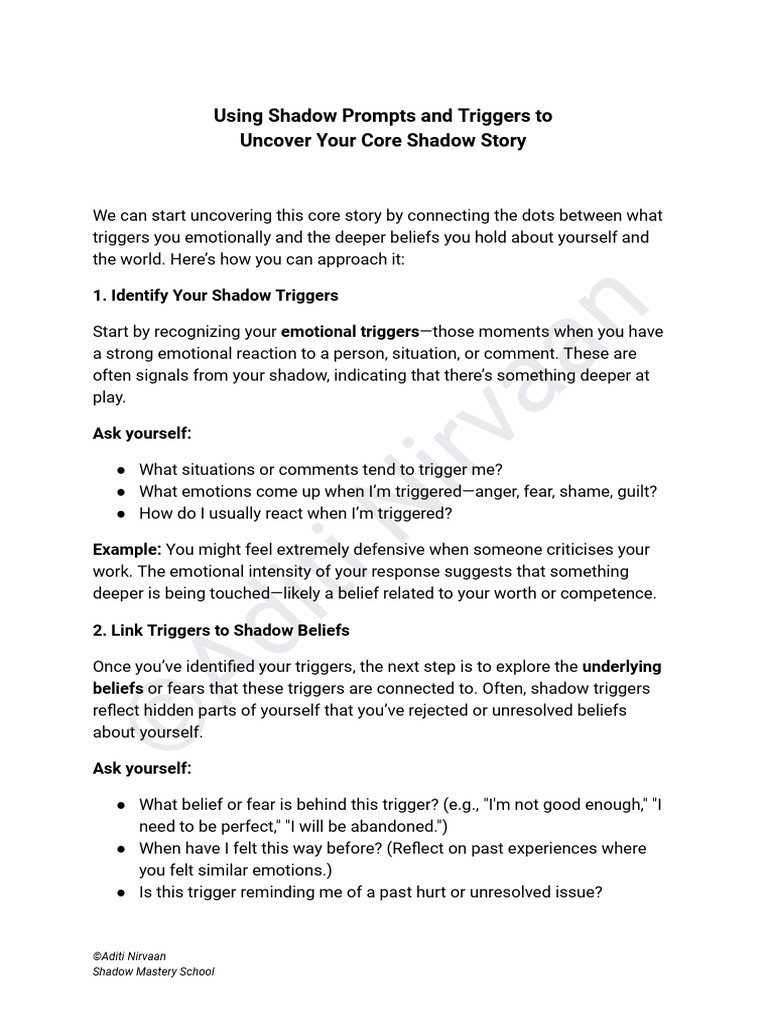 Uncovering Your Core Shadow Story | PDF | Emotions | Social Psychology