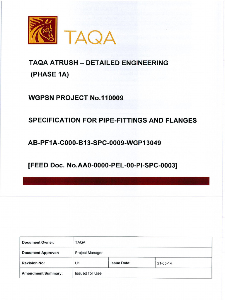 Ab Pf1a c000 b13 SPC 0009 Wgp13049 U1 Specification For Pipe Fittings ...