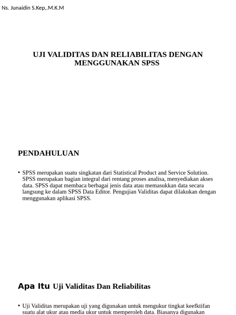 Uji Validitas Dan Reabilitas Jun | PDF