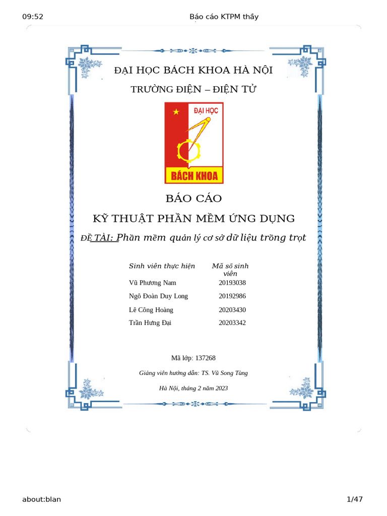 Báo cáo KTPM thầy Tùng2 | PDF