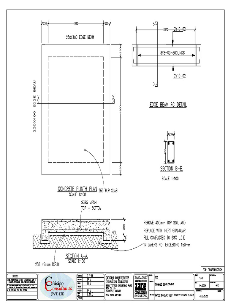 WATER STORAGE TANKS PLINTH DETAILS | PDF